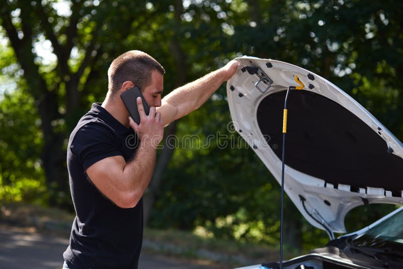 Man calling for help stock photo. Image of person, driver - 58686526