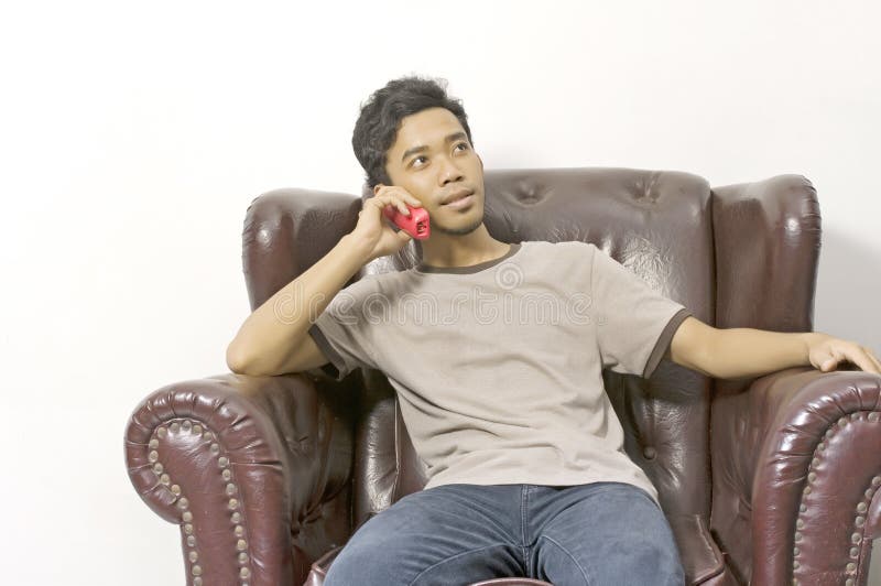 Man Calling His Friend stock photo. Image of communication - 25046226