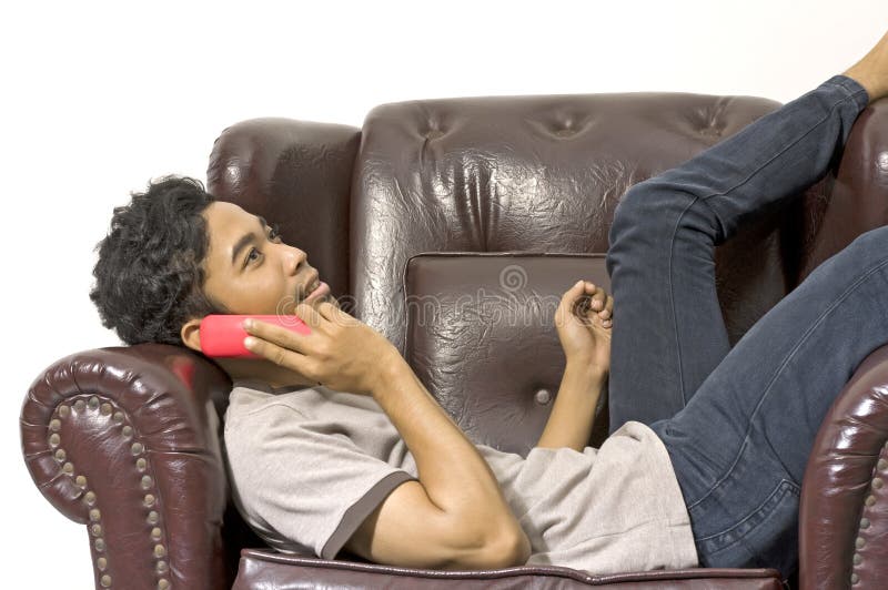 Man Calling His Friend stock photo. Image of cell, chat - 25046238