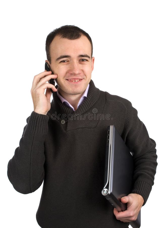 Man Calling on a Mobile Phone Stock Photo - Image of copy, casual: 12460886