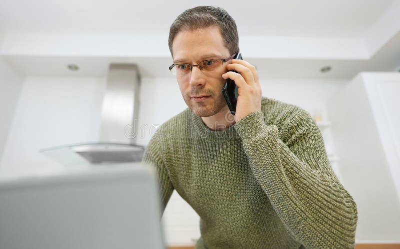 Man Calling by Mobile Phone. Stock Image - Image of distance, adult ...