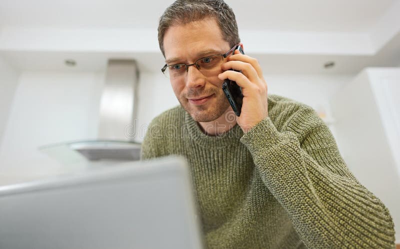 Man Calling by Mobile Phone Stock Image - Image of confident, lockdown ...