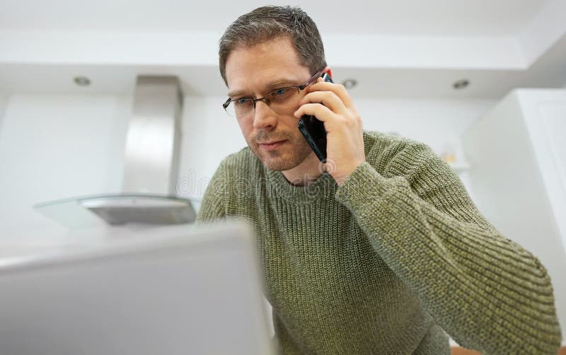 Man Calling by Mobile Phone. Stock Image - Image of isolation ...