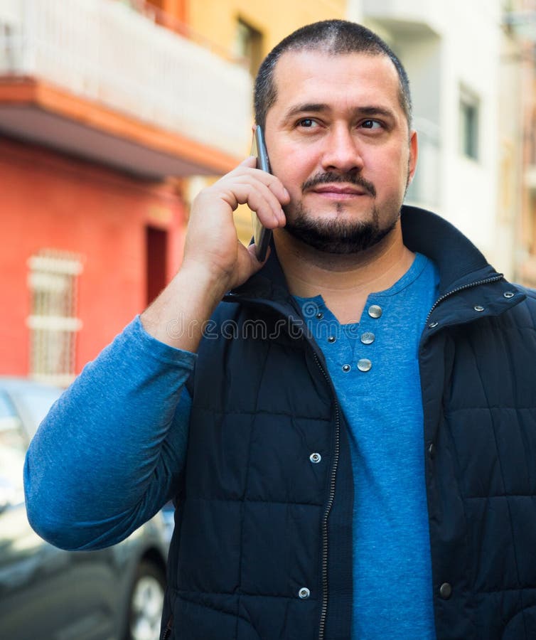 Man calling on phone stock image. Image of male, closeup - 264809753