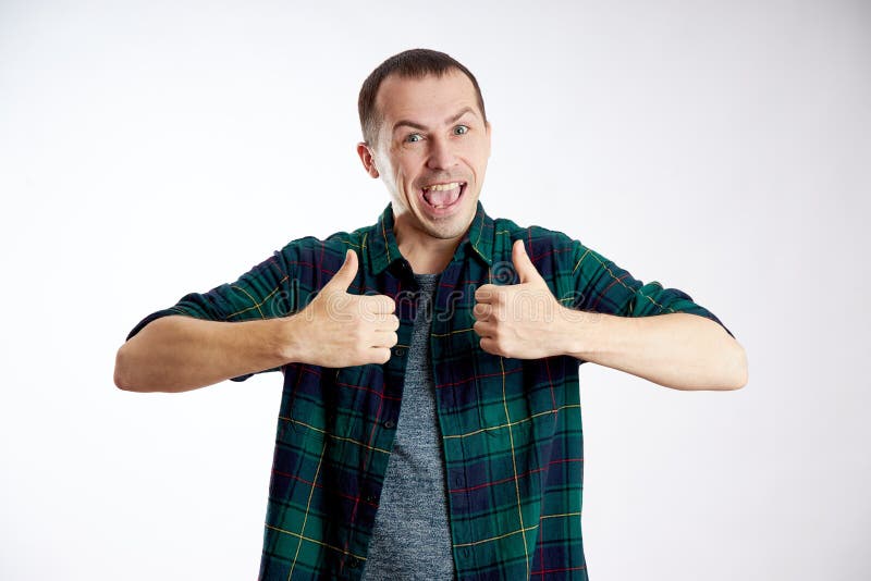 Man Came Up with a Brilliant Idea. Guy on a White Background Isolate ...