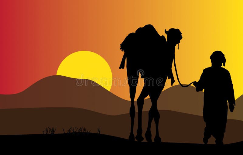 Man and camel stock vector. Illustration of distant, human - 27845456