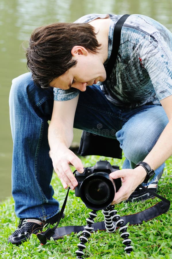 Man with camera. stock photo. Image of male, photographic - 26371714