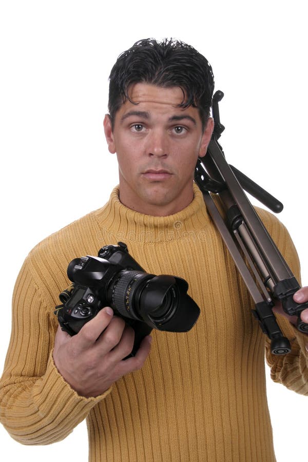 Man with camera stock photo. Image of lens, camera, snap - 338108