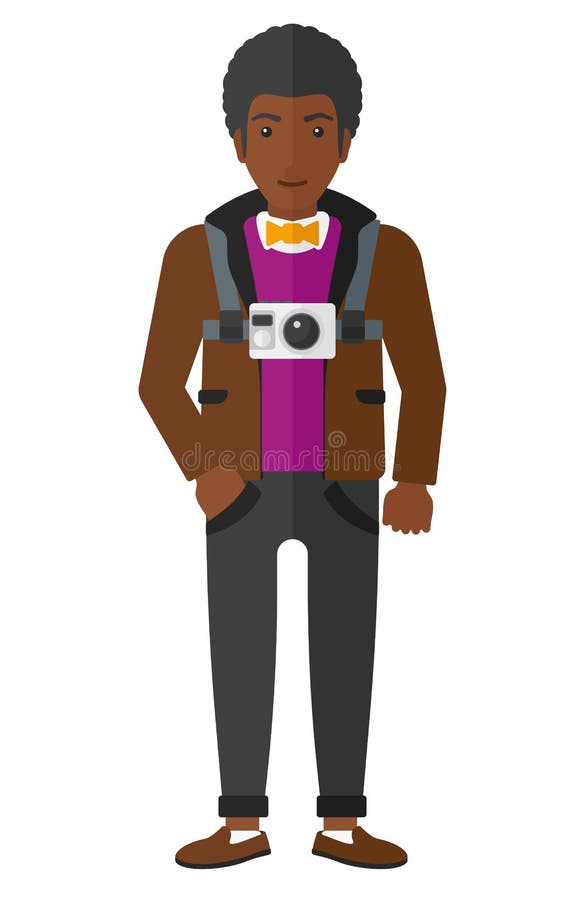 Man with Camera on Chest Vector Illustration. Stock Vector ...