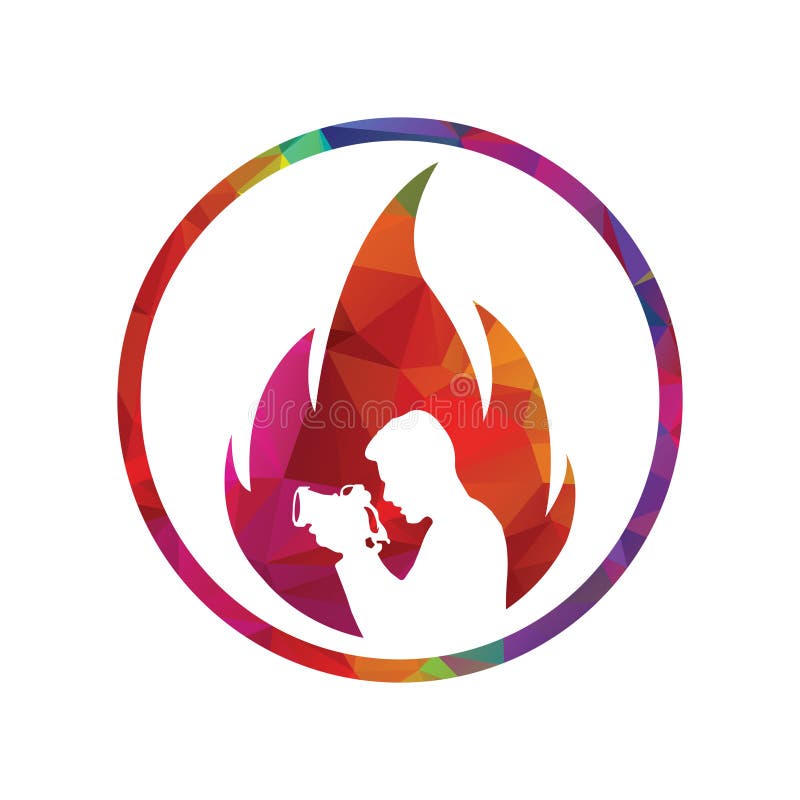 Man with a Camera on Fire Vector Logo Design Template. Stock Vector ...