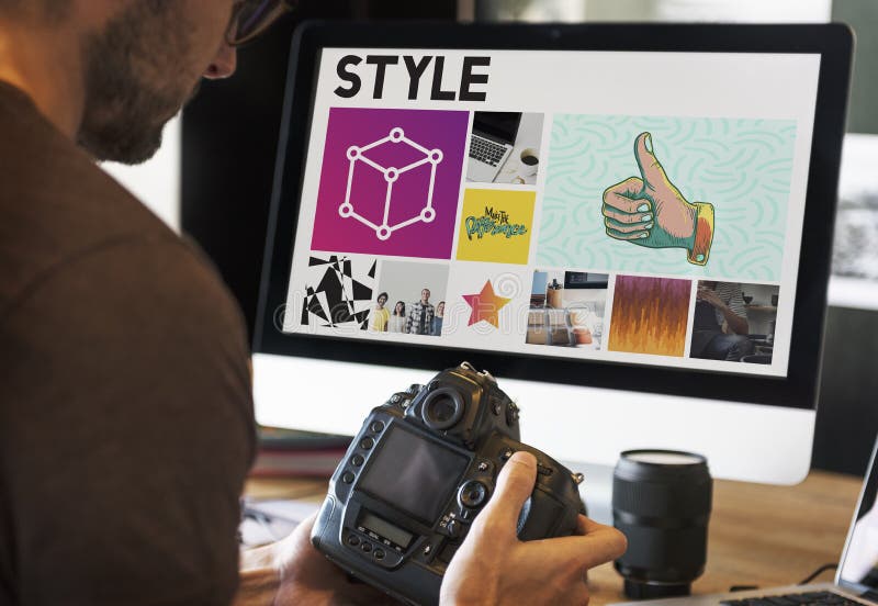 Man Camera Focus Working Box Concept Stock Image - Image of laptop ...