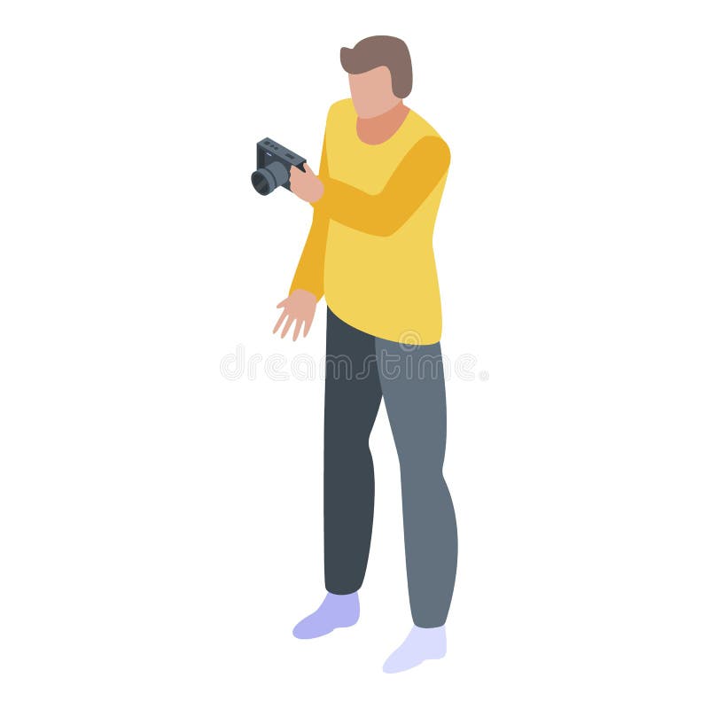 Man With Camera Icon, Isometric Style Stock Vector - Illustration of ...