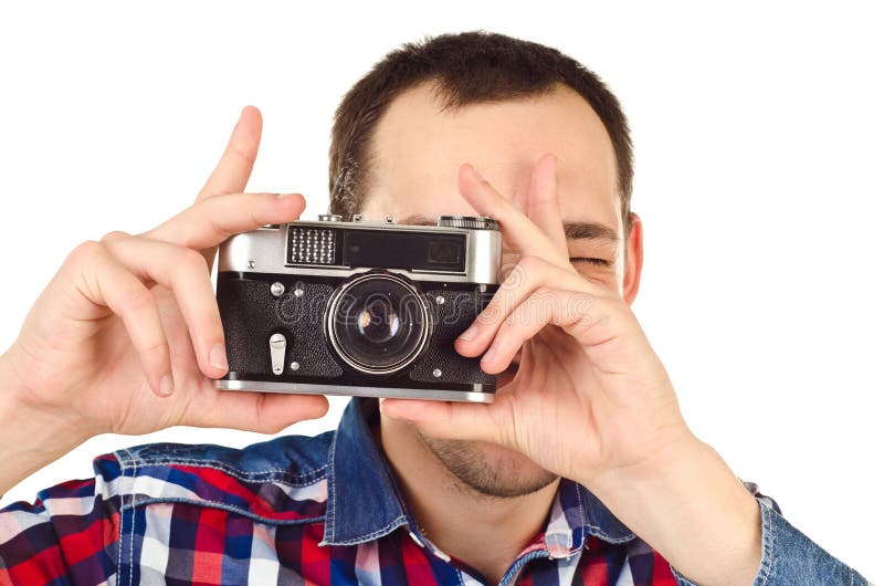 Man with a camera stock photo. Image of equipment, portrait - 14939650