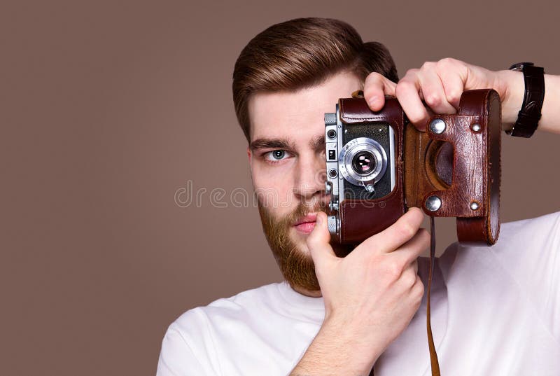 Man with a Camera Model Hipster Stock Photo - Image of modern, head ...