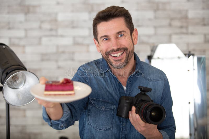 Man with Camera Shooting Sweet Bakery Products Stock Photo - Image of ...