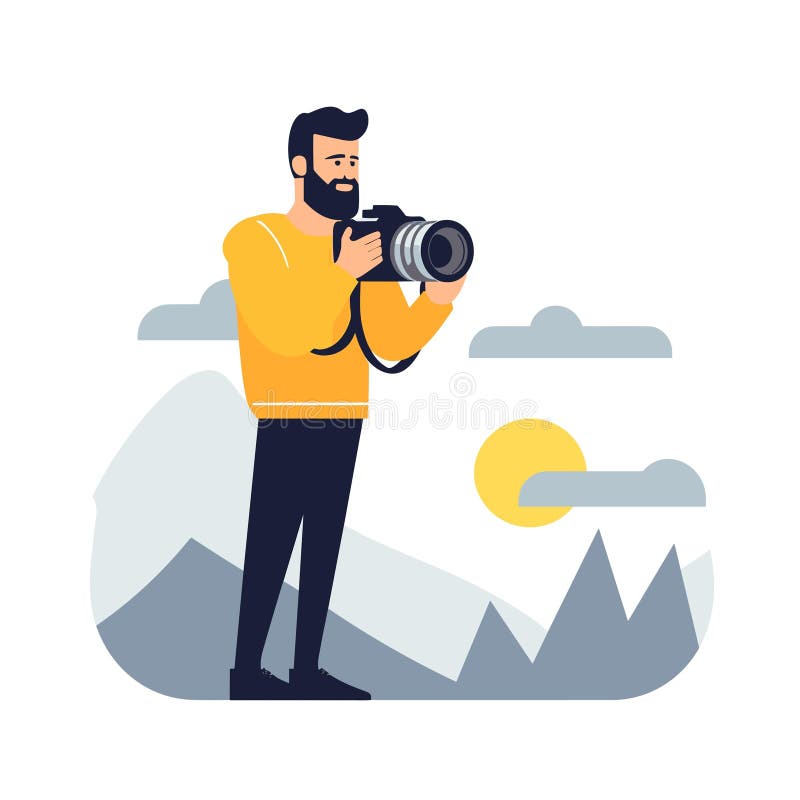 Man with Camera Vector Flat Minimalistic Isolated Illustration Stock ...