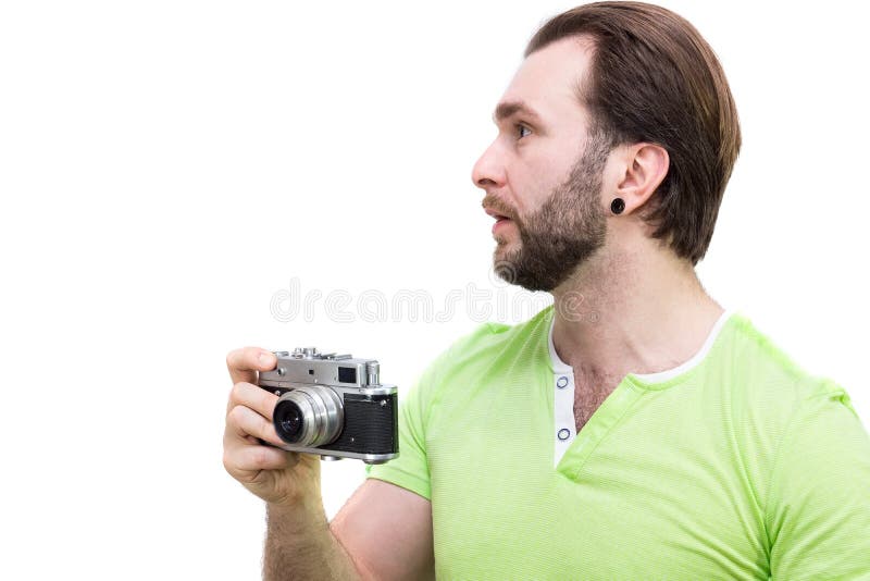 Man with camera stock image. Image of handsome, lifestyle - 97626669