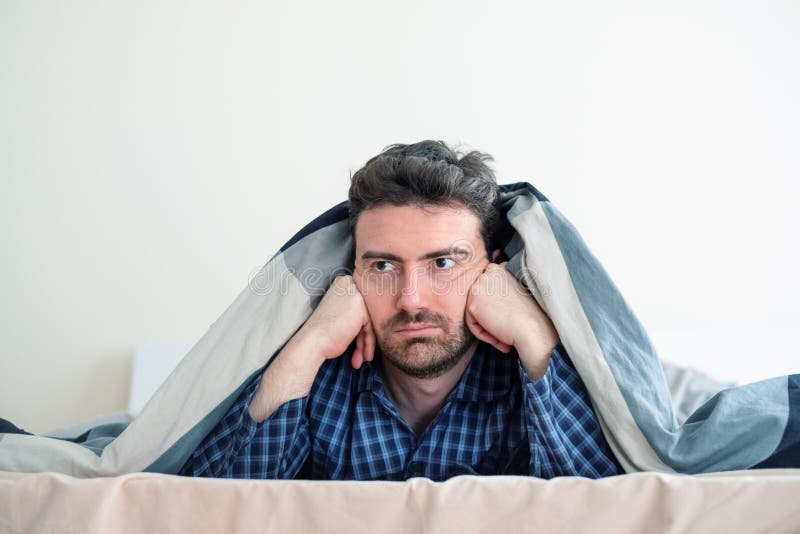 Man Can`t Sleep in Bed Suffering Insomnia Stock Photo - Image of look ...