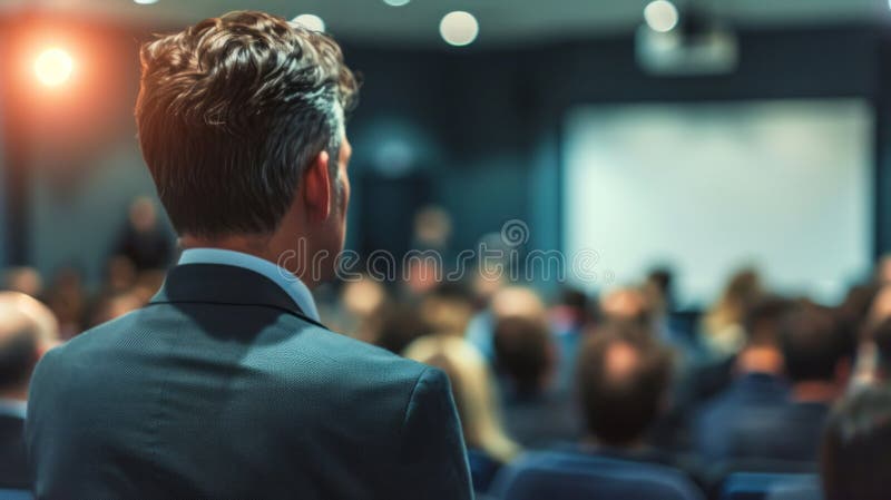 A Man Captivating a Crowded Audience Stock Image - Image of ...