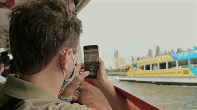 Man Capturing Cityscape with Smartphone from Stock Video - Video of ...