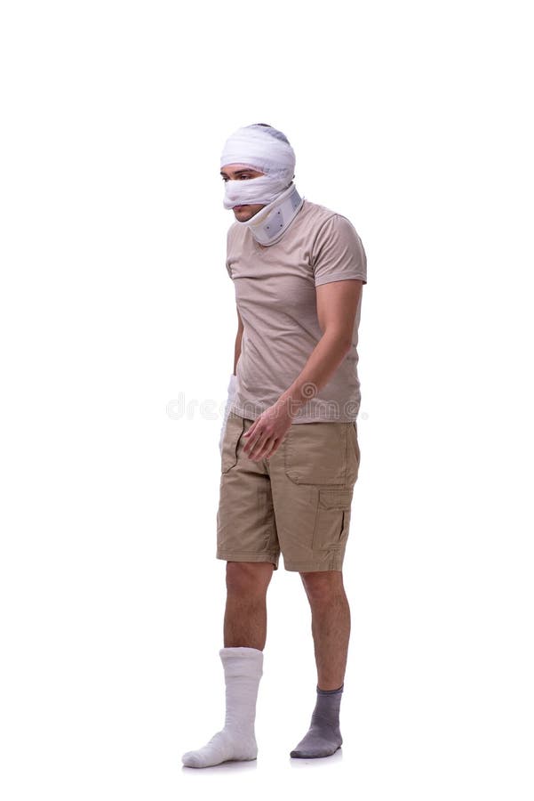 Man after Car Accident Isolated on White Stock Photo - Image of brace ...
