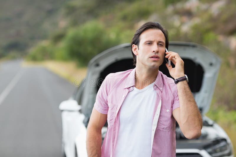 Man after a car breakdown stock photo. Image of male - 50492036