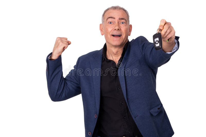 Man with car keys stock photo. Image of sale, male, gesture - 213471748