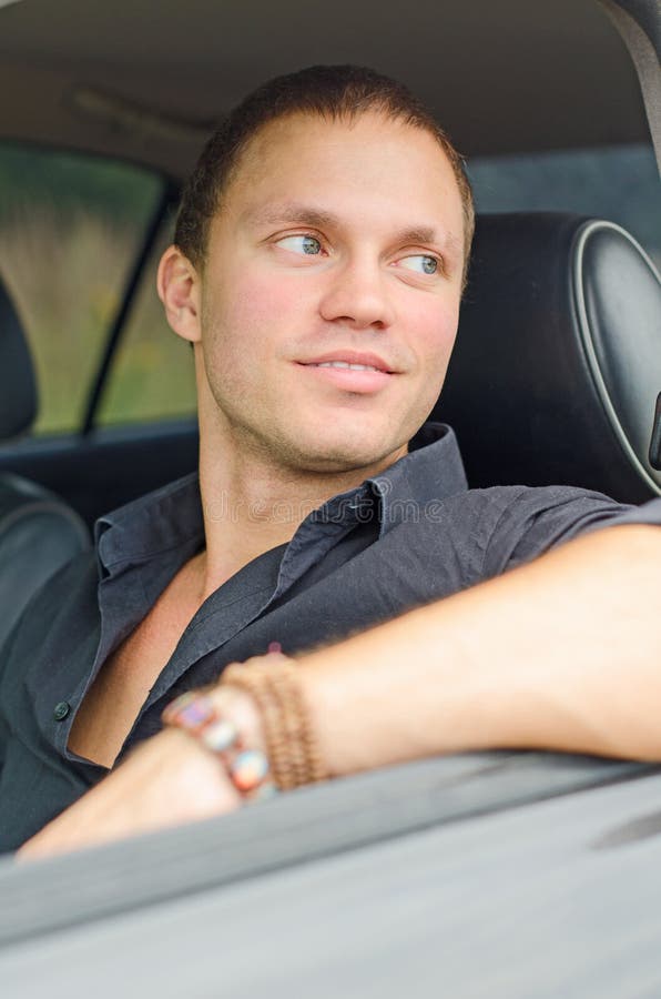 Man in the car. stock image. Image of drive, person, positive - 43432199