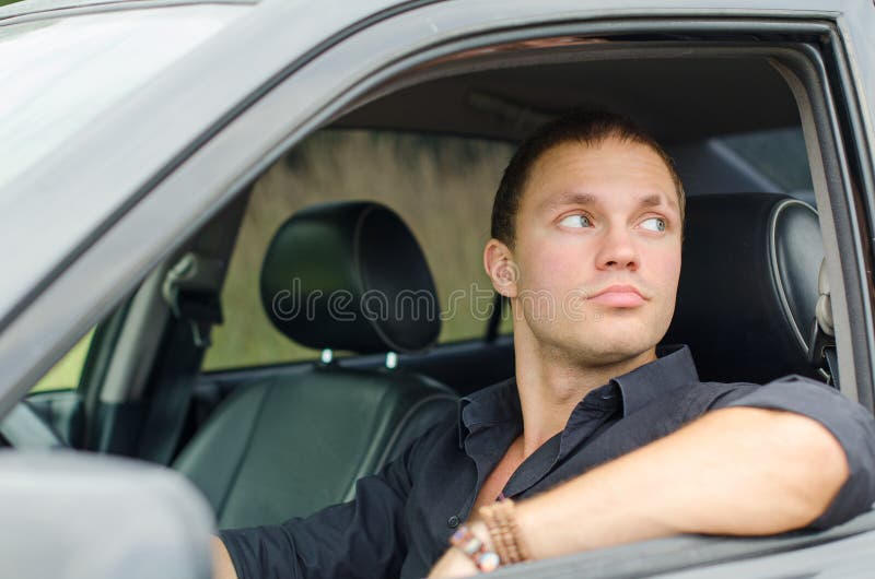 Man in the car. stock photo. Image of inside, modern - 43432236