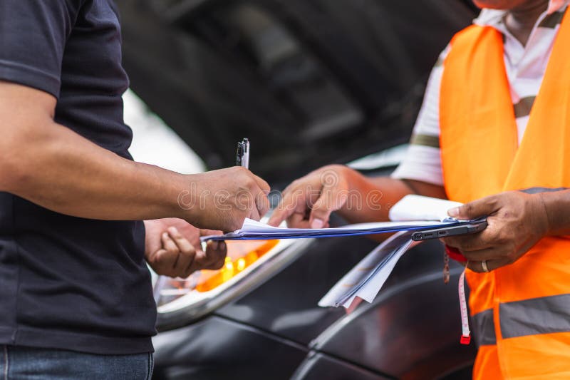 Man Car Problem Crash Breakdown Signing Claim Contract Insurance ...