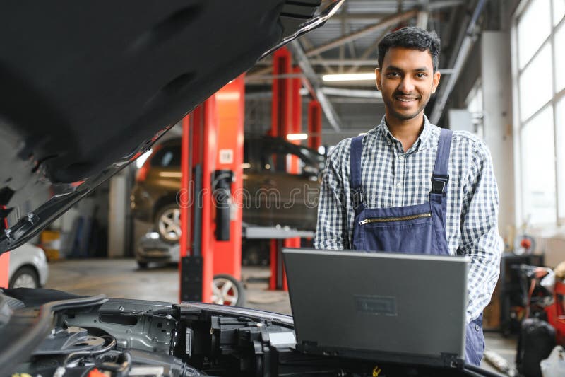 Man Car Technician Mechanic Repairing Car Problem of Engine, during ...