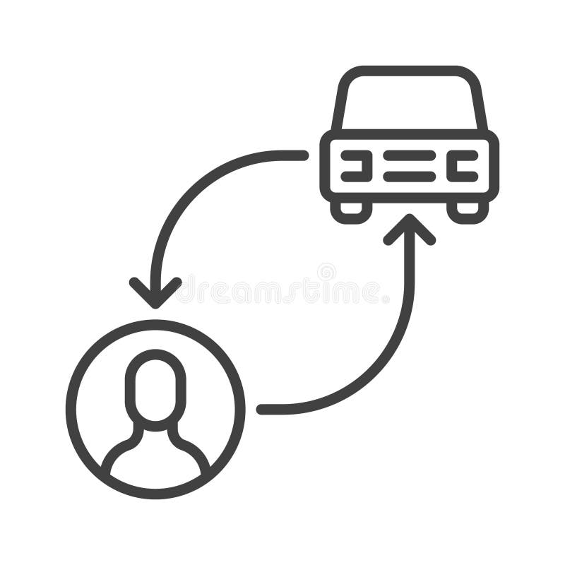 Man and Car Vector Car Rental Concept Linear Icon Stock Vector ...