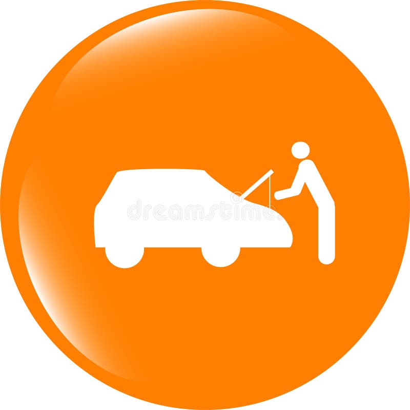 Man and Car on Web Icon Button Isolated on White Stock Illustration ...
