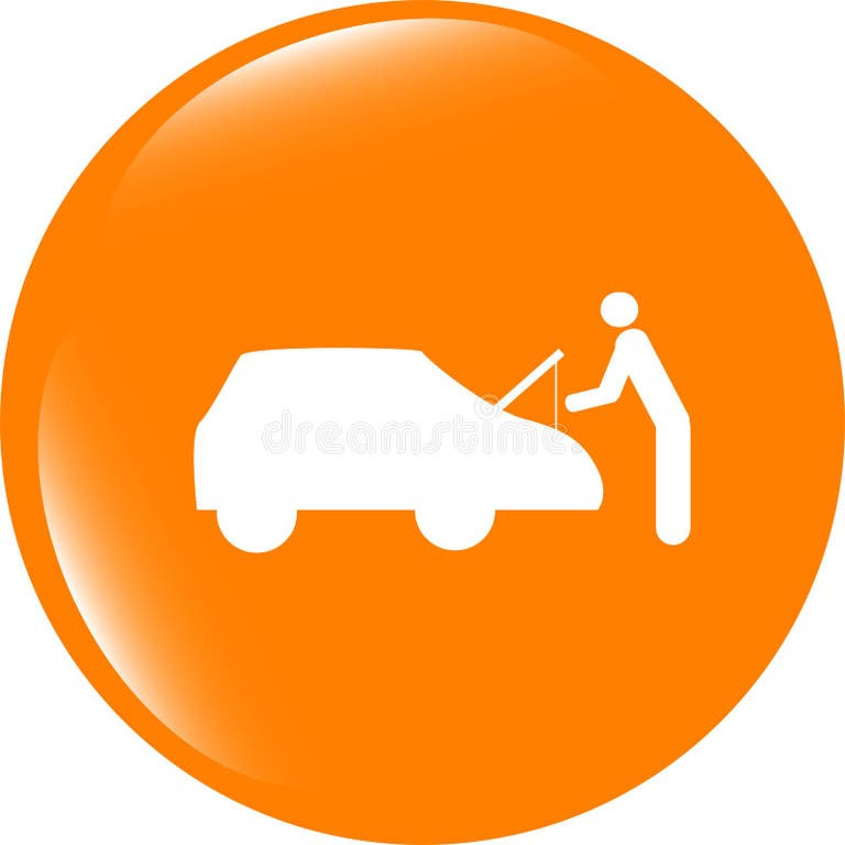 Man and Car on Web Icon Button Isolated on White Stock Illustration ...