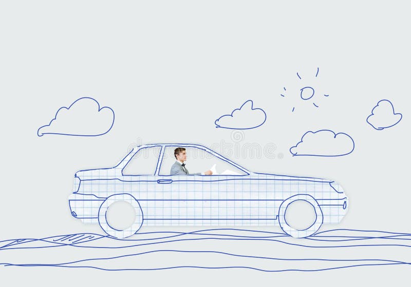 Man in car stock illustration. Illustration of sketch - 45283069
