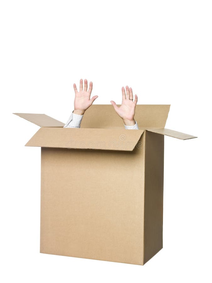 Man In A Cardboard Box Stock Image Image 10827081