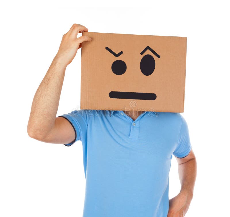 Man with Cardboard Box on His Head Stock Image - Image of character ...