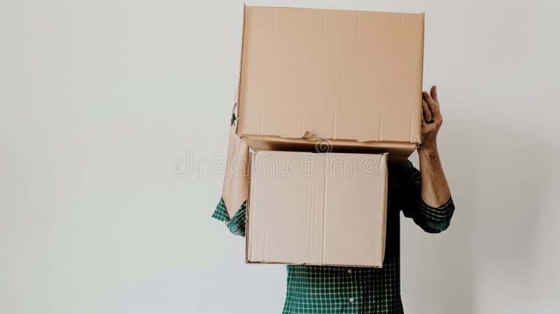 A Man with Cardboard Boxes.AI Generated Image Stock Image - Image of ...