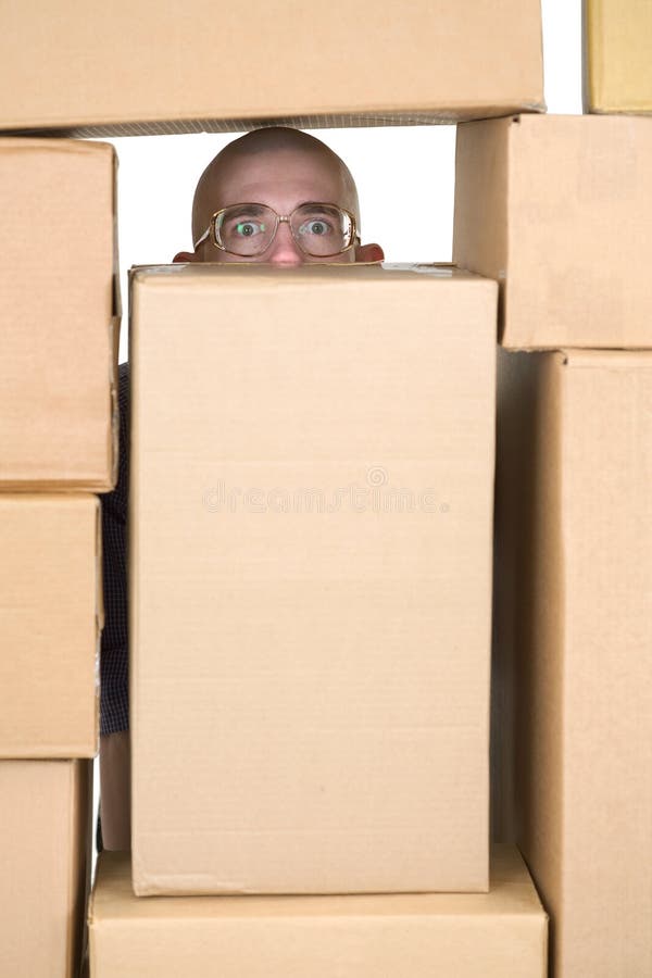 Man and cardboard stock photo. Image of tape, person, deliver - 7824586