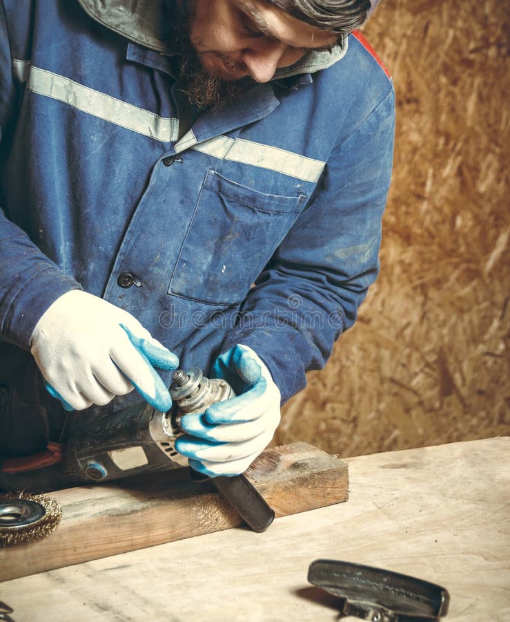Man Carpenter in His Home Manufactory Stock Photo - Image of carpenter ...