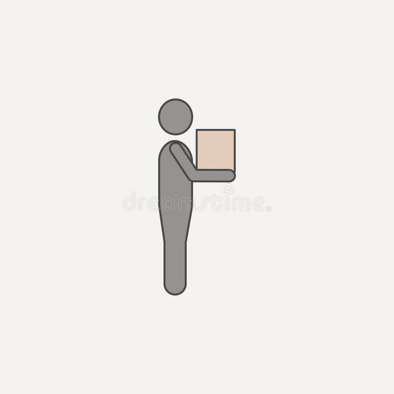 Man Carries Box 2 Colored Line Icon. Simple Colored Element ... Man Carries Box 2 Colored Line Icon. Simple Colored Element ...
