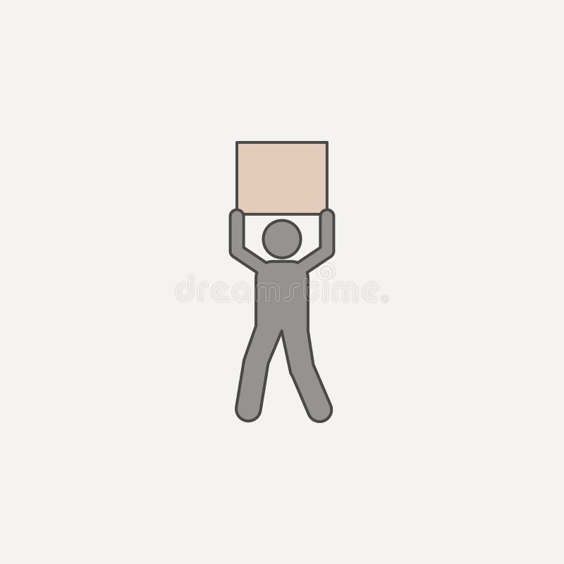 Man Carries Box Overhead 2 Colored Line Icon. Simple Colored Element ... Man Carries Box Overhead 2 Colored Line Icon. Simple Colored Element ...