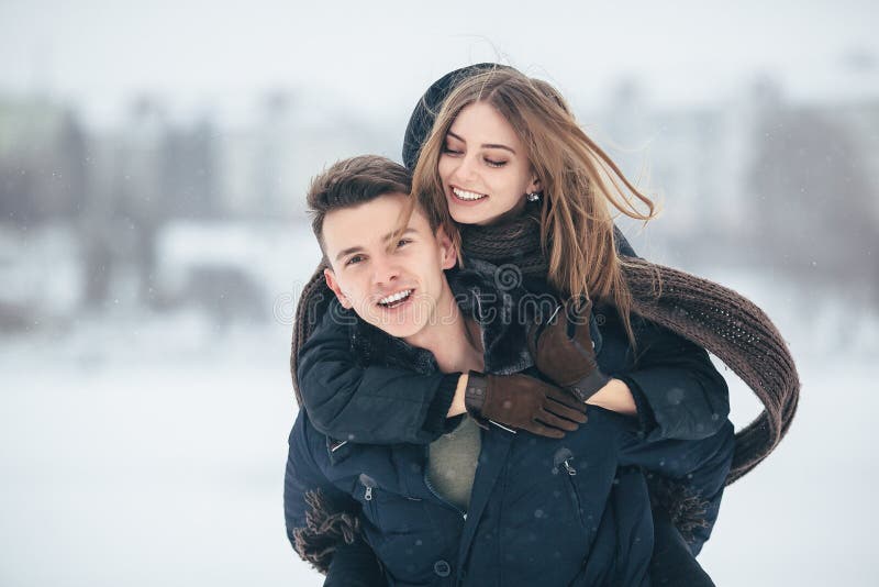 Man Carries His Girlfriend on the Back Stock Image - Image of adult ...