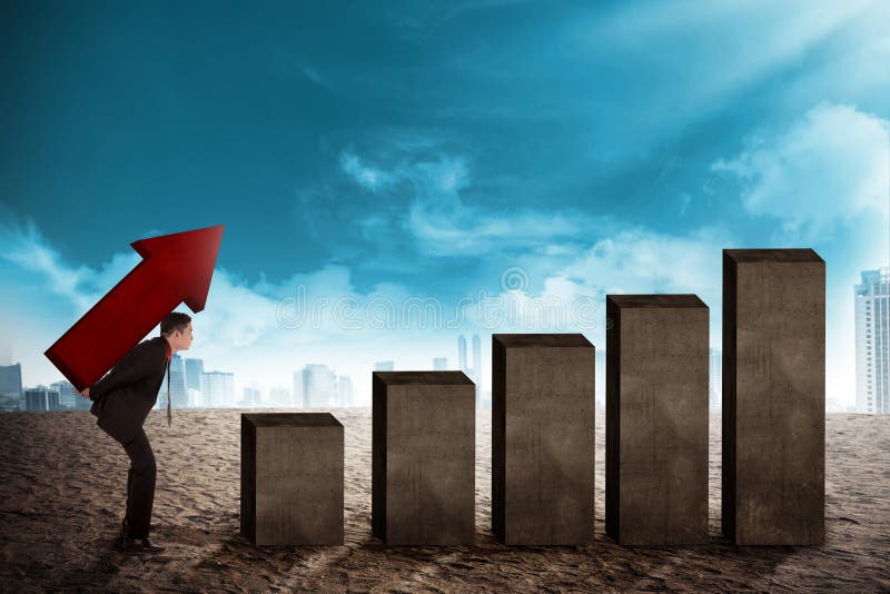 Man Carry Arrow Going To Increasing Chart Stock Image - Image of ...