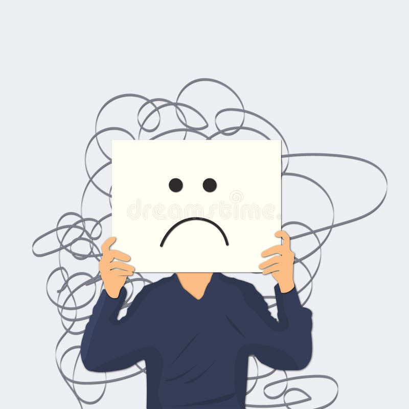 Man Carry a Board Feeling Sad with Tangled Threads Mental Illness Stock ...