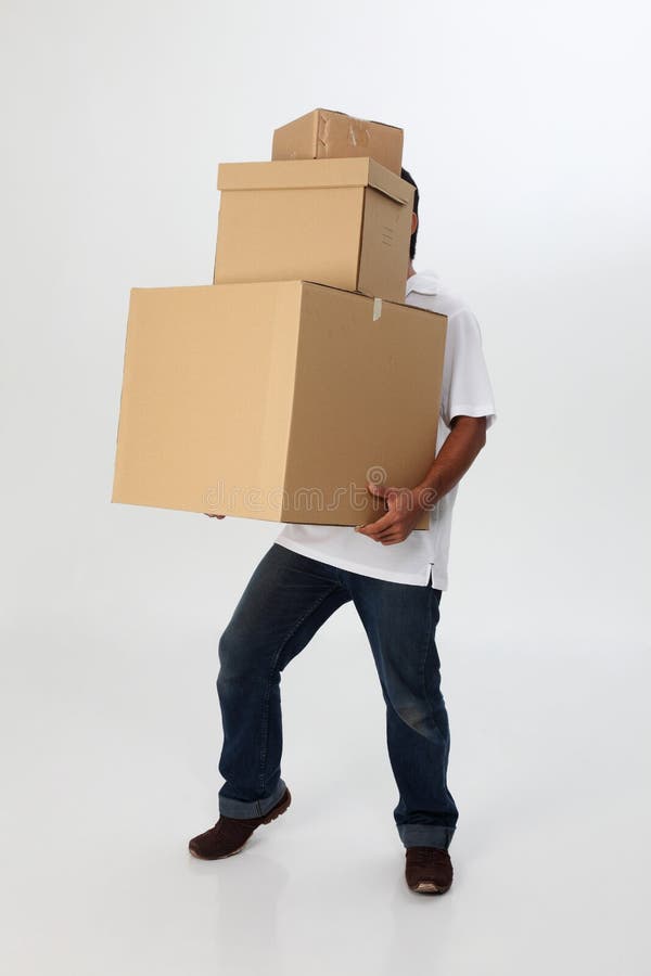 Man carry boxes stock photo. Image of physical, space - 11400000