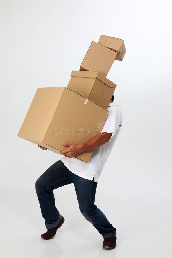 Man carry boxes stock photo. Image of physical, space - 11400094