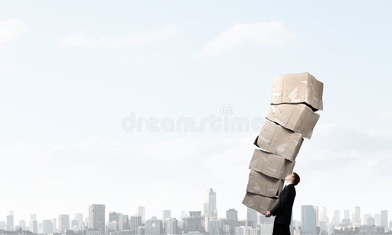 Man carry carton boxes stock image. Image of product - 62450259