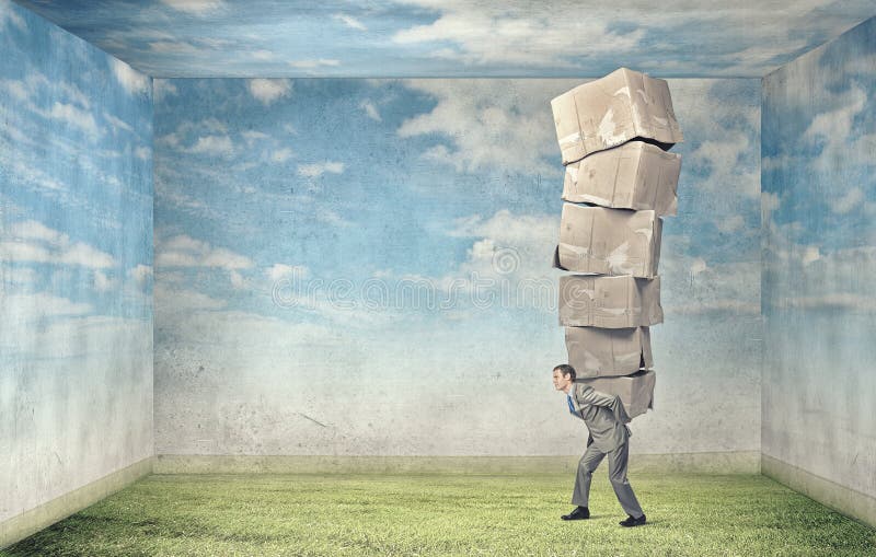 Man carry carton boxes stock photo. Image of cardboard - 62794592