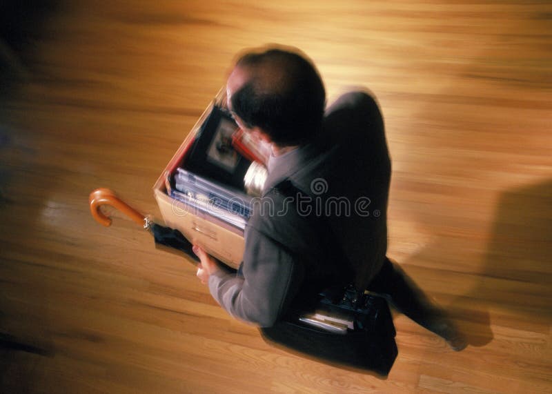 Man Carrying Box Containing Personal Property Stock Photo - Image of ...